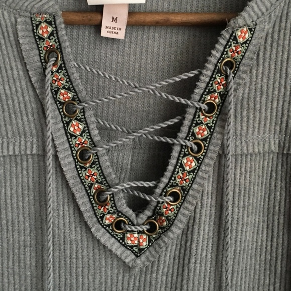 Knox Rose | Tops | Knox Rose Thermal Lace Up Top Medium | Poshmark